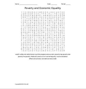 Poverty and Economic Equality Vocabulary Word Search - Amped Up Learning