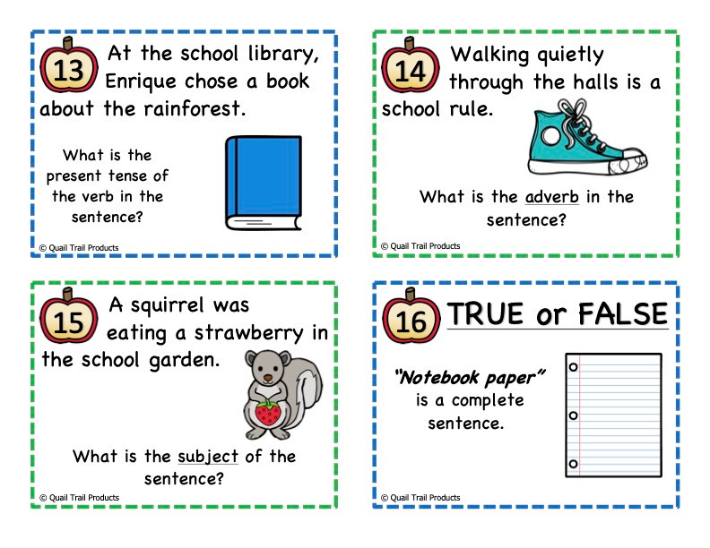 ELA at School Task Cards | Back to School