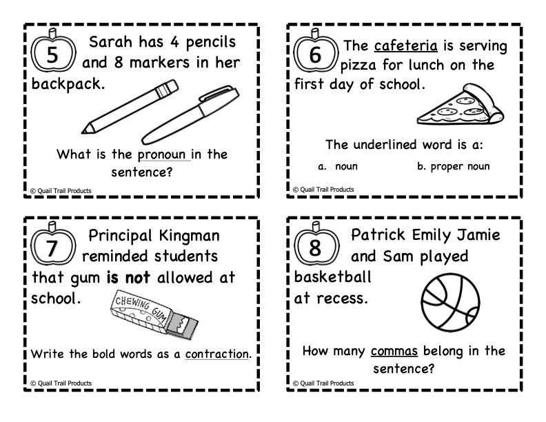 ELA at School Task Cards | Back to School