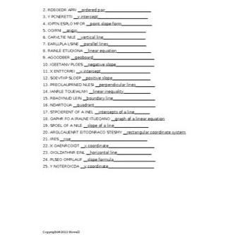 Graphs in Elementary Algebra Vocabulary Word Scramble - Amped Up Learning