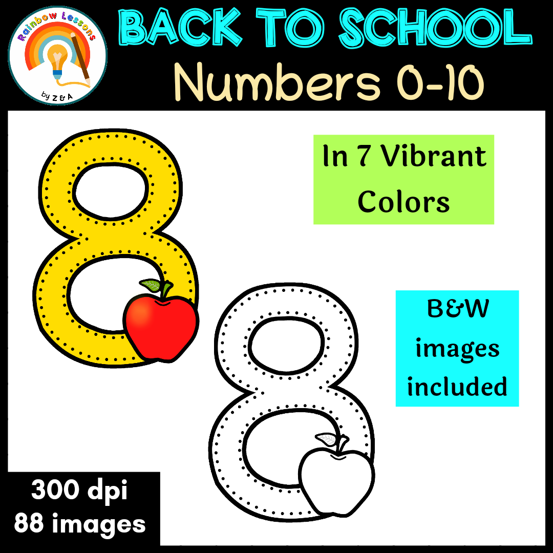 Numbers Clip Art | Numbers 0-10 Cliparts | Back to School Numbers ...