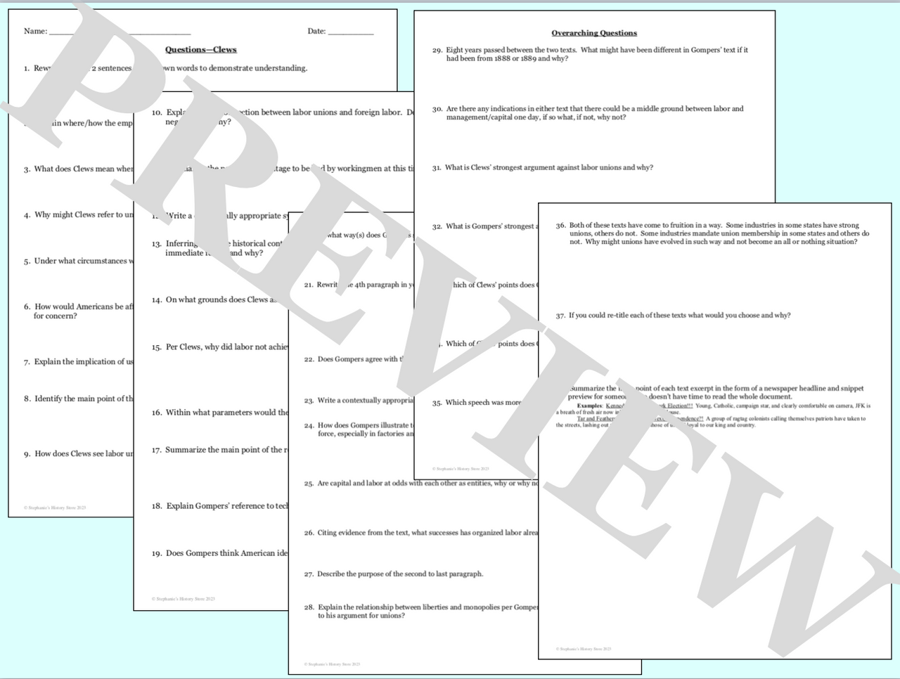 Gilded Age Labor Unions Point of View Analysis