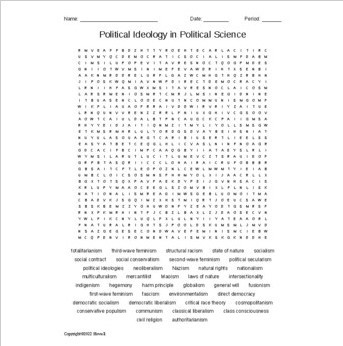 Political Ideology in Political Science Vocabulary Word Search - Amped ...