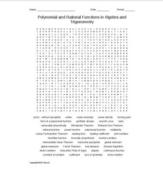 Polynomial and Rational Functions in Algebra and Trigonometry Word ...