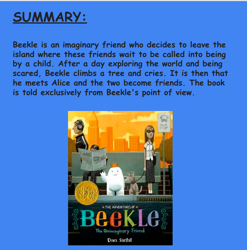 THE ADVENTURES OF BEEKLE: THE UNIMAGINARY FRIEND READING & WRITING UNIT ...