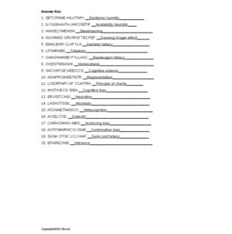 Critical Thinking, Reading, and Writing Word Scramble for a Philosophy ...