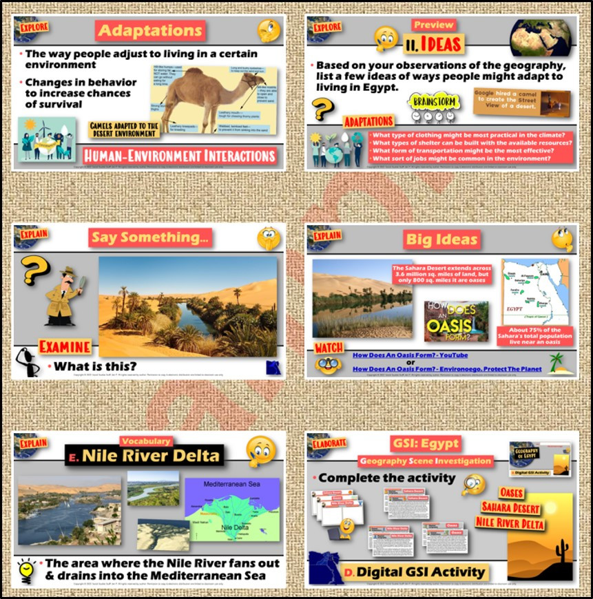 Examine Egypt’s Geography and Human Environment Interactions 5-E Lesson ...