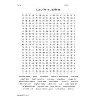 Long-Term Liabilities in Accounting Vocabulary Word Search - Amped Up ...