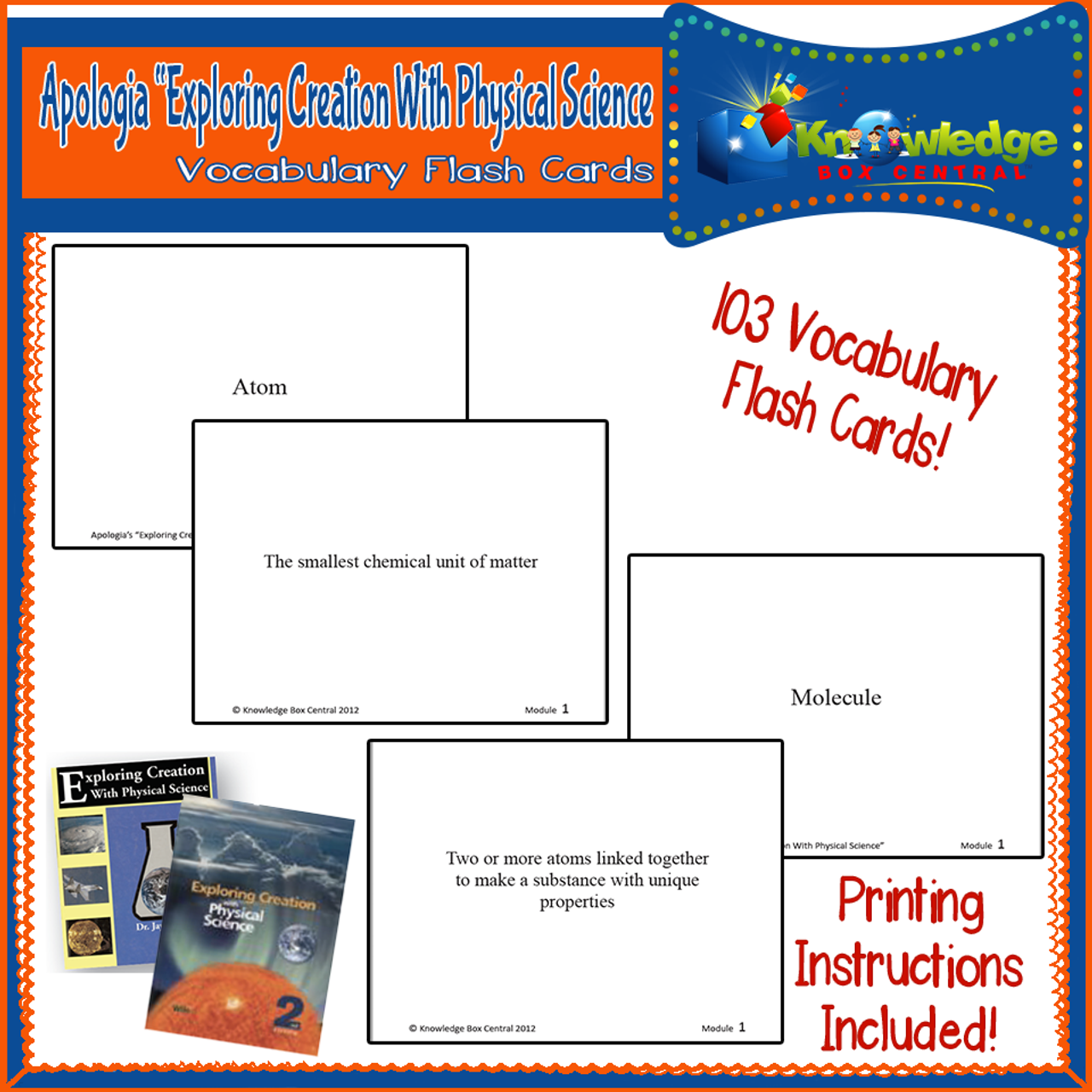 Apologia Exploring Creation With Physical Science Vocabulary Word Flash ...