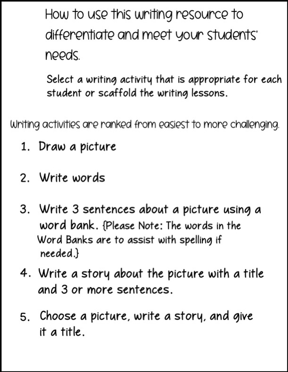 Back to School Differentiated Writing Activity - Amped Up Learning