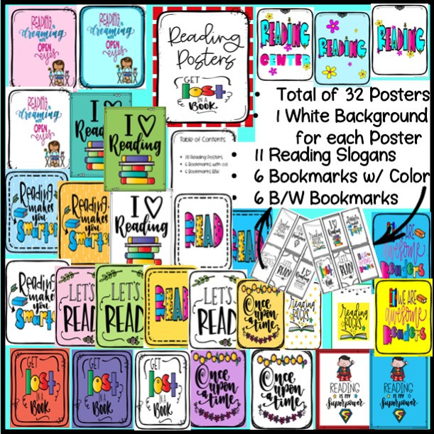 Reading Posters and Bookmarks - Amped Up Learning