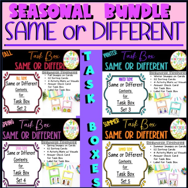 Seasonal Same or Different Task Boxes - Amped Up Learning