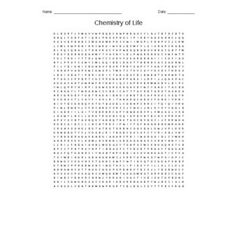 Chemistry of Life Word Search for an Introduction to Biology Course ...