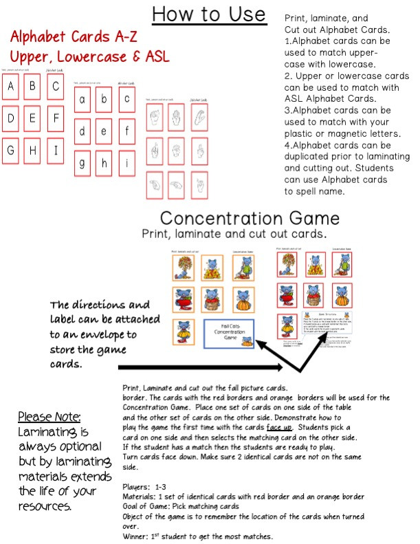 Fall Cats Literacy, Math & Motor with ASL