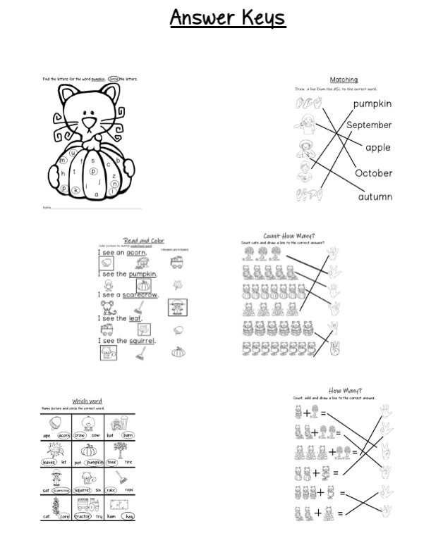 Fall Cats Literacy, Math & Motor with ASL