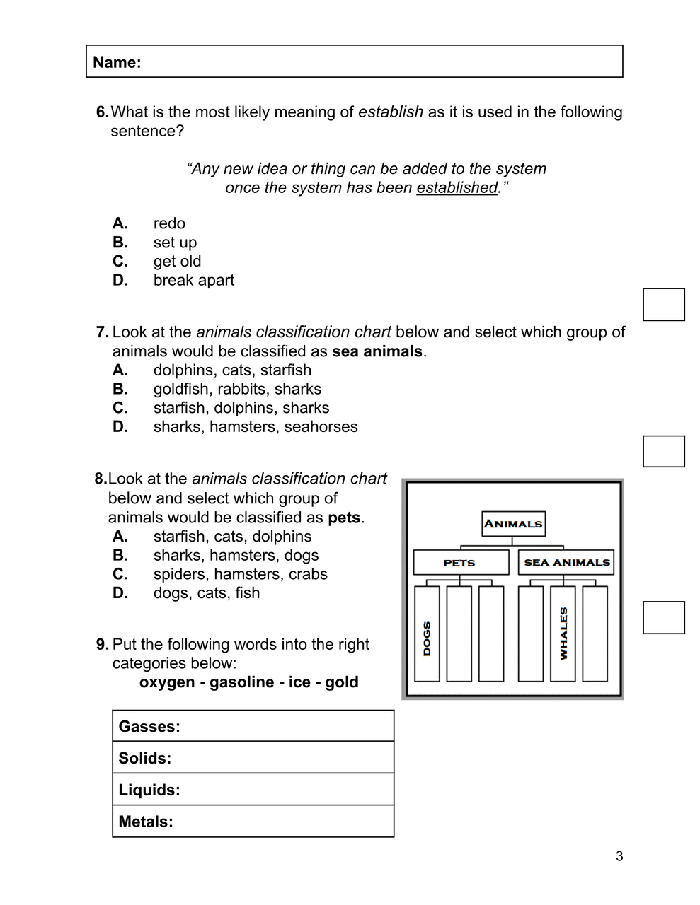 Physical Science Reading Comprehension Properties of Objects and ...