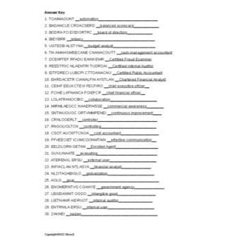 Accounting as a Managing Tool Vocabulary Word Scramble - Amped Up Learning