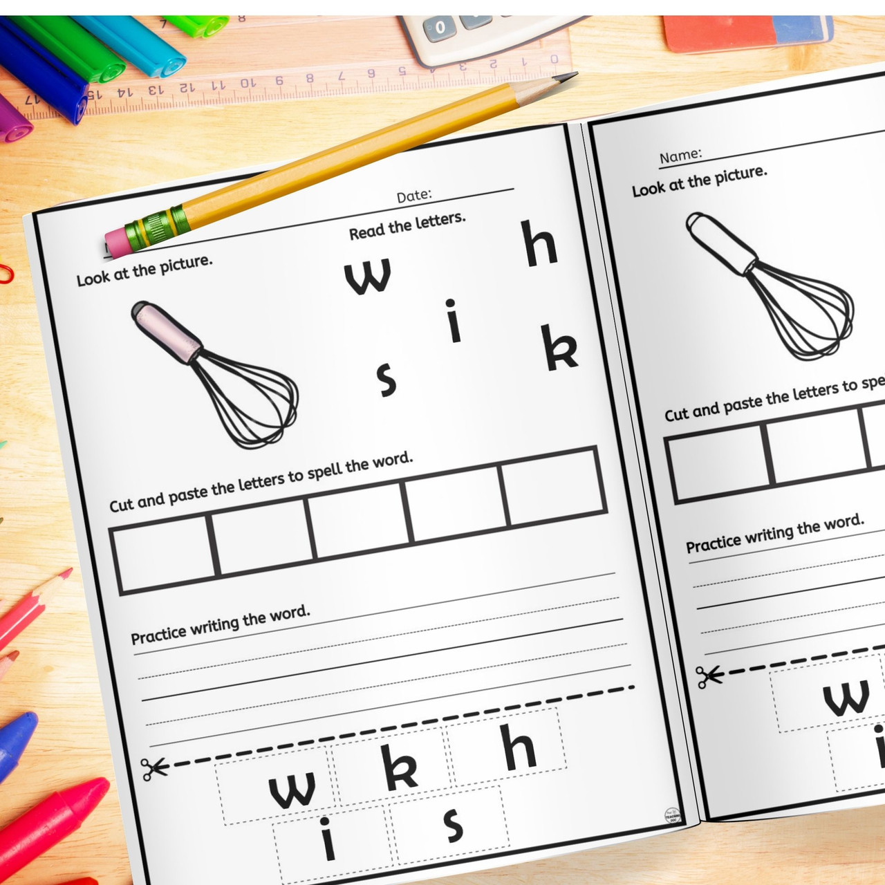 Kitchen Tools Sight Word Spelling Vocabulary Literacy Worksheets