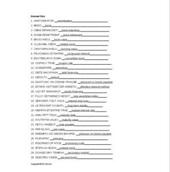 Long-Term Liabilities in Accounting Vocabulary Word Scramble - Amped Up ...