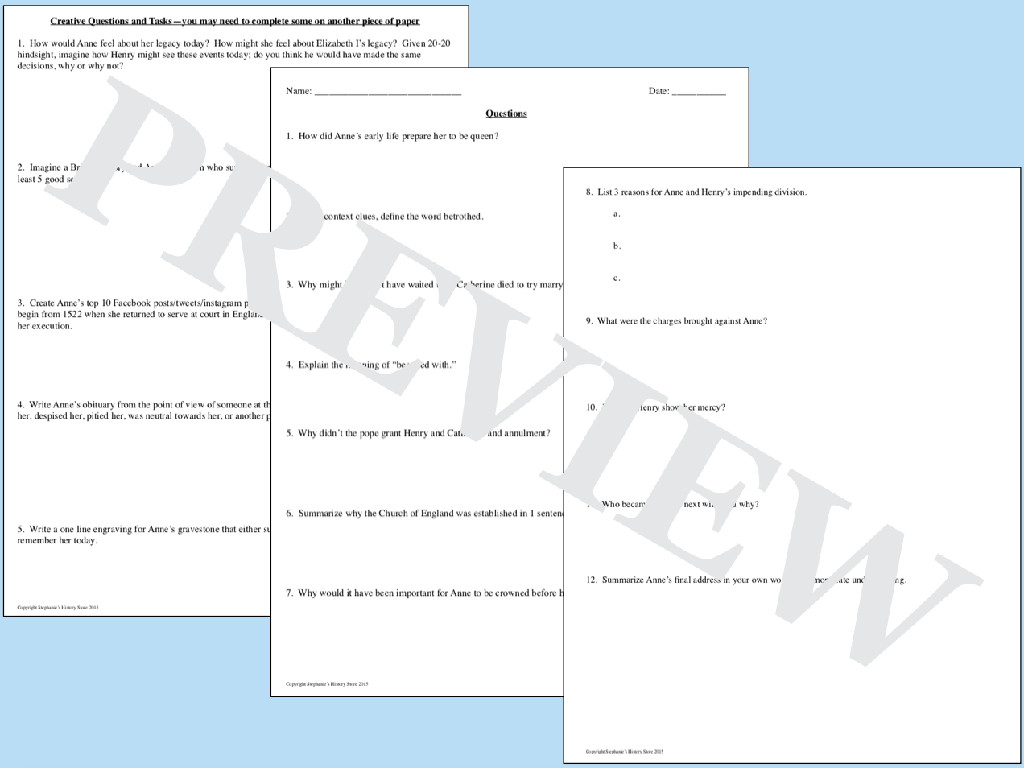 The Tudors Activities Bundle