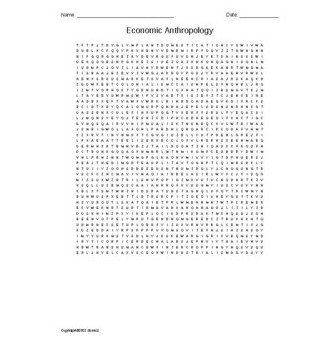 Economic Anthropology Vocabulary Word Search - Amped Up Learning