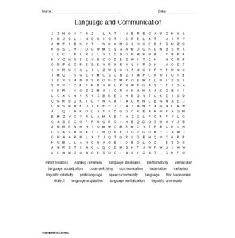 Language and Communication Vocabulary Word Search - Amped Up Learning