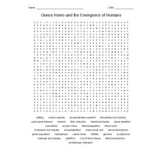 Genus Homo and the Emergence of Humans Vocabulary Word Search - Amped ...
