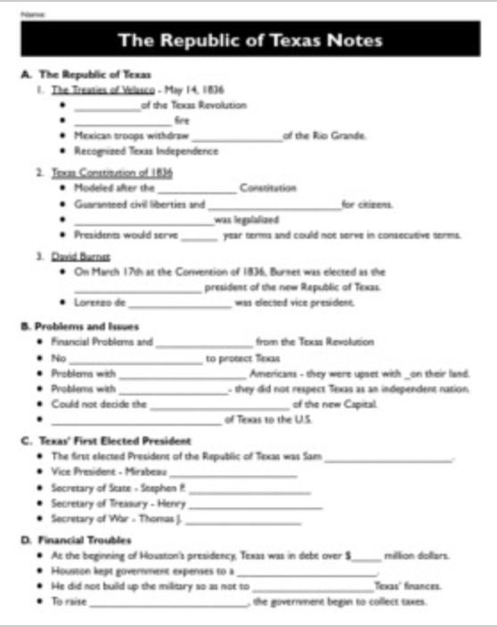 Republic of Texas Notes - Amped Up Learning
