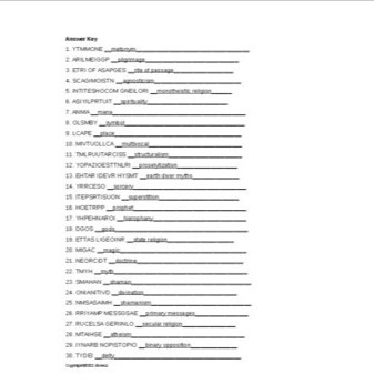Religion and Culture Vocabulary Word Scramble - Amped Up Learning