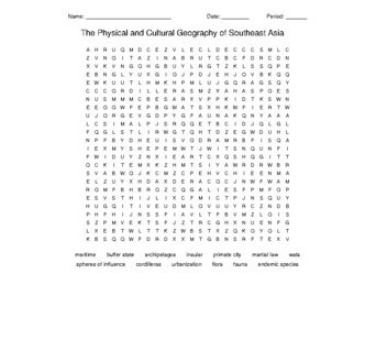 The Physical and Cultural Geography of Southeast Asia Vocabulary Word ...