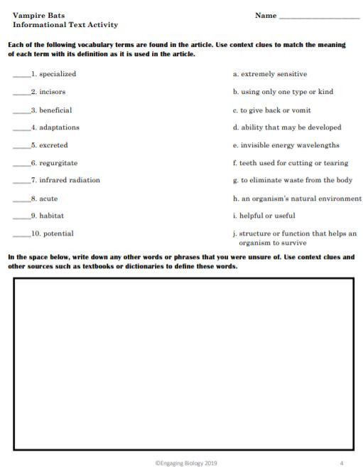 Vampire Bats - Informational Text and Activity - Amped Up Learning