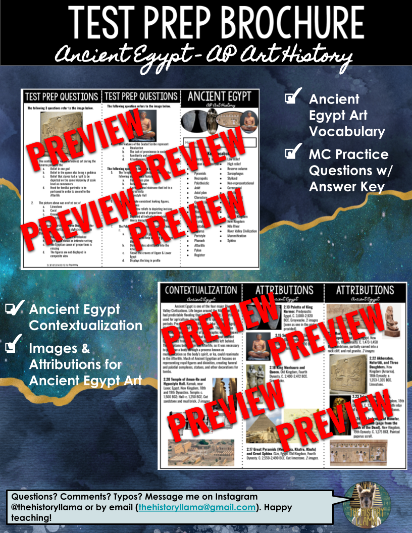 Ancient Egyptian Art Test Prep Brochure - AP Art History - Amped Up ...
