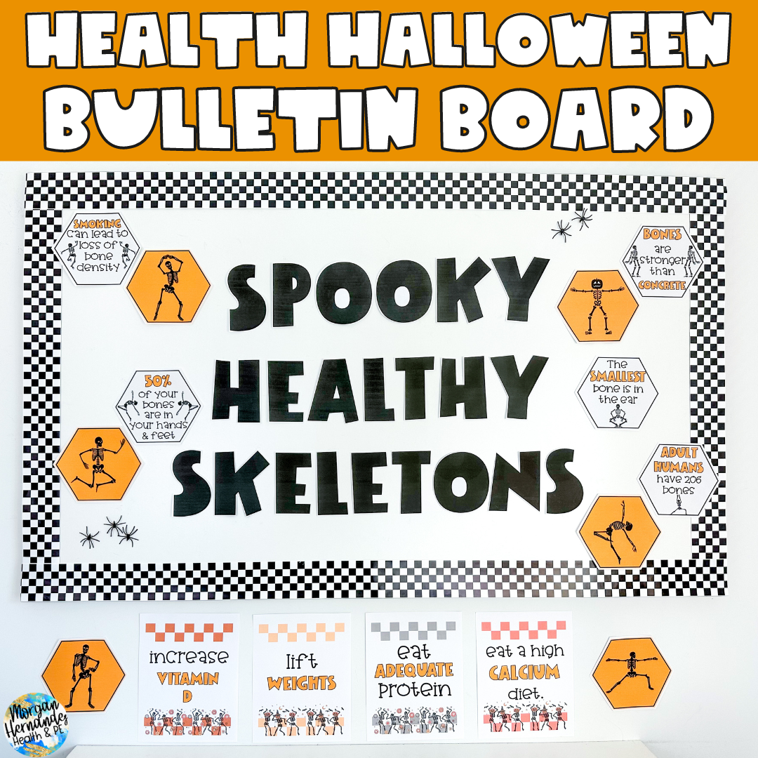 Health Halloween Bulletin Board | Spooky Healthy Skeletons