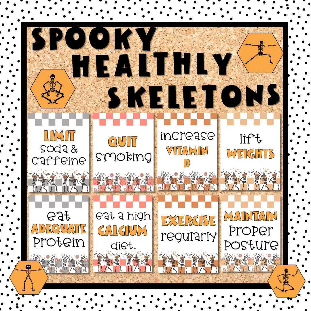 Health Halloween Bulletin Board | Spooky Healthy Skeletons
