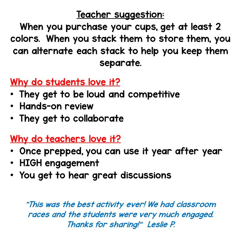 STAAR Review: Cup Stacking Races - Review the Eras of US History