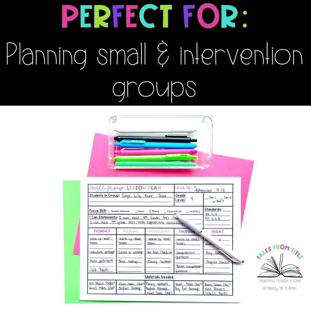 Intervention & Small Group Lesson Plan Templates: I Can Statements ...