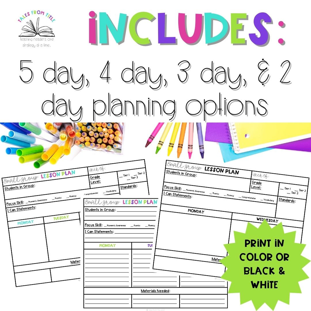 Intervention & Small Group Lesson Plan Templates: I Can Statements ...