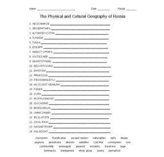 The Physical and Cultural Geography of Russia Word Scramble - Amped Up ...