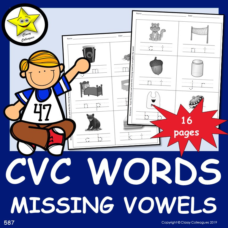 CVC WORDS Find the Missing Vowel - Amped Up Learning
