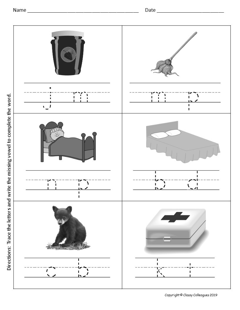 CVC WORDS Find the Missing Vowel - Amped Up Learning