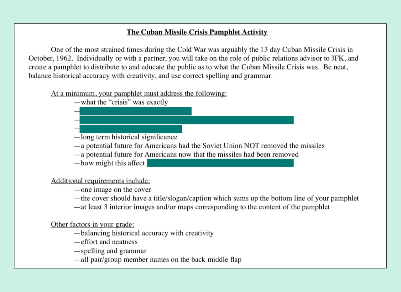 Cuban Missile Crisis Pamphlet Activity