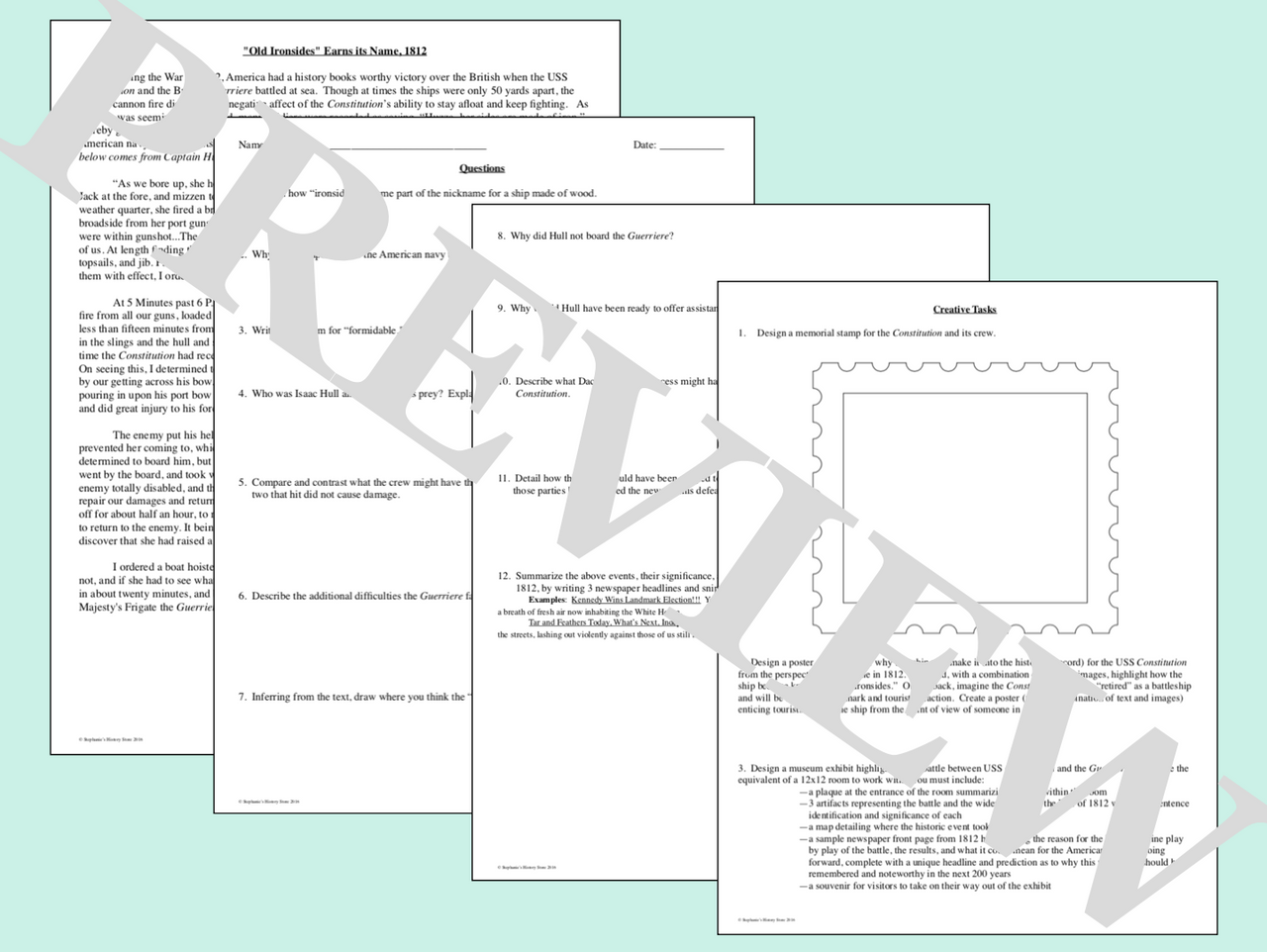 The USS Constitution in the War of 1812 Primary Source Analysis