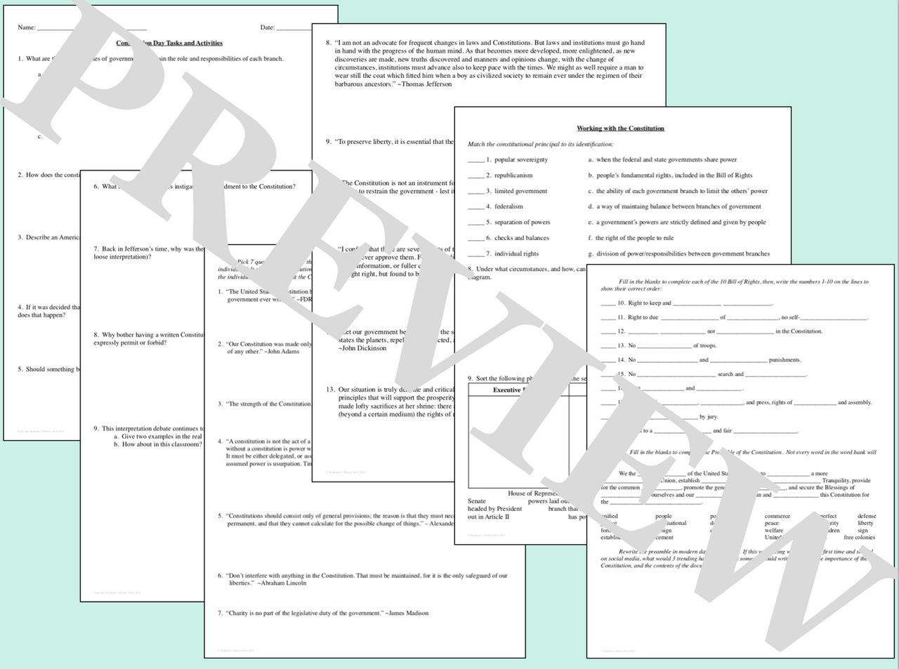 Constitution Day Tasks and Analysis
