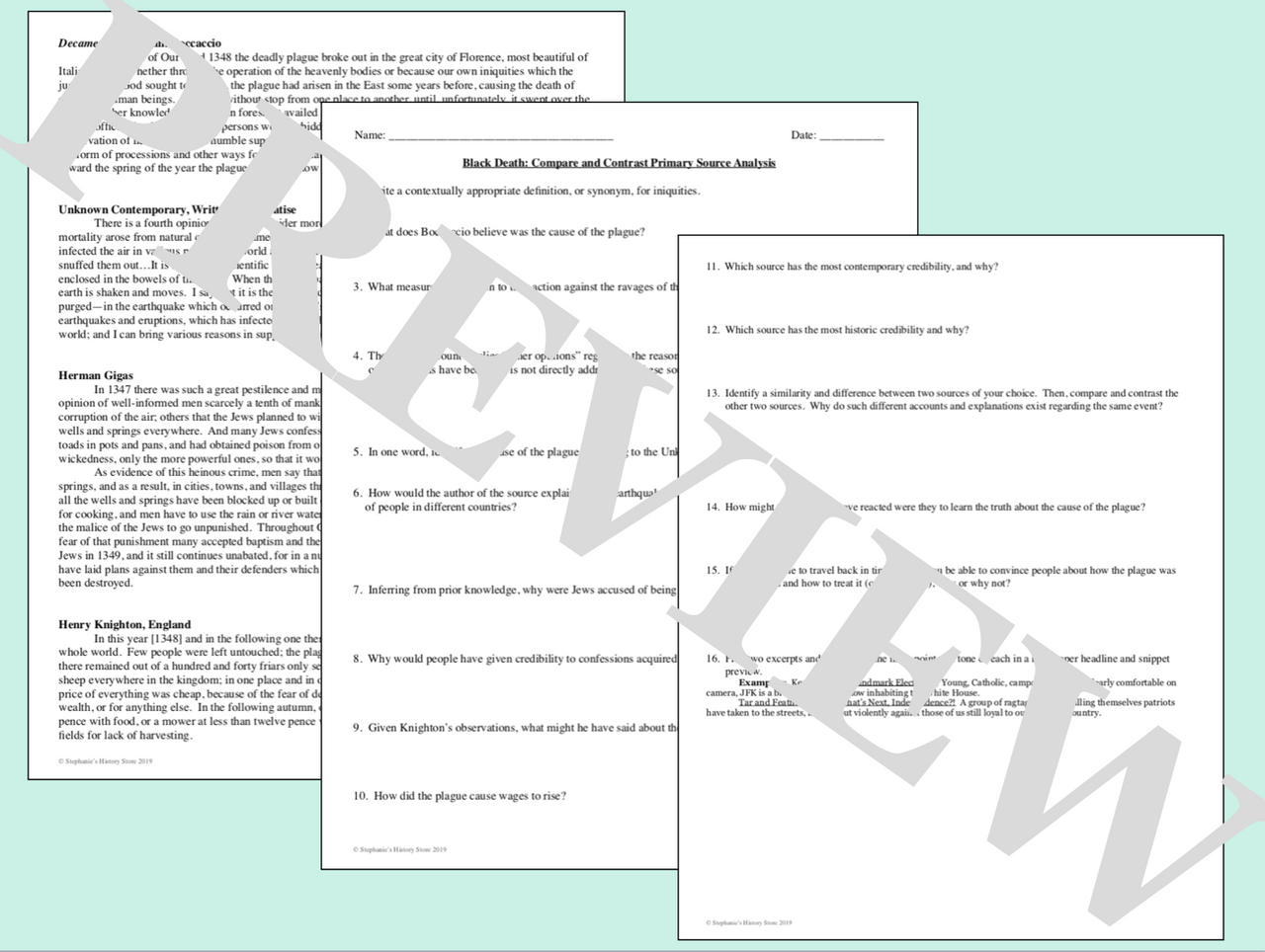 The Black Death Compare and Contrast Primary Source Analysis