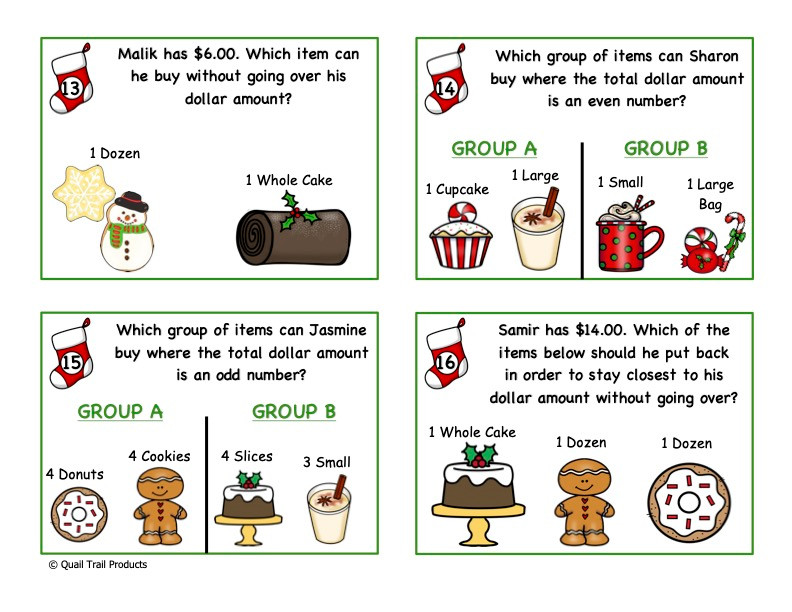 Christmas Bakery Math Task Cards