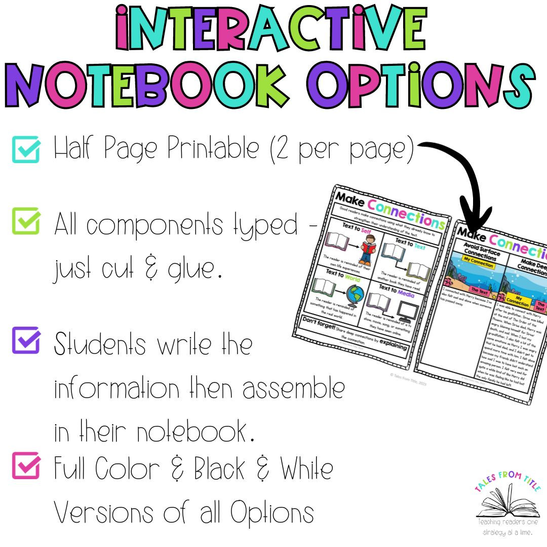 Making Text Connections Interactive Notebook Pages - Amped Up Learning