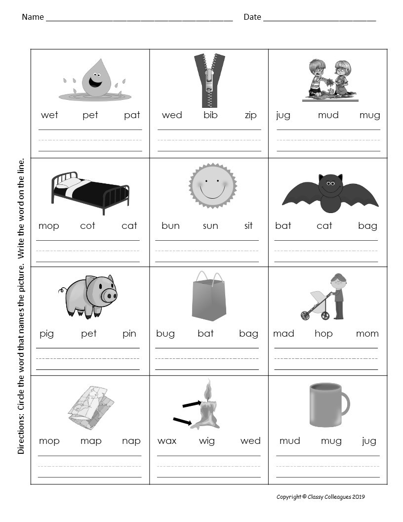CVC WORDS Circle and Write - Amped Up Learning