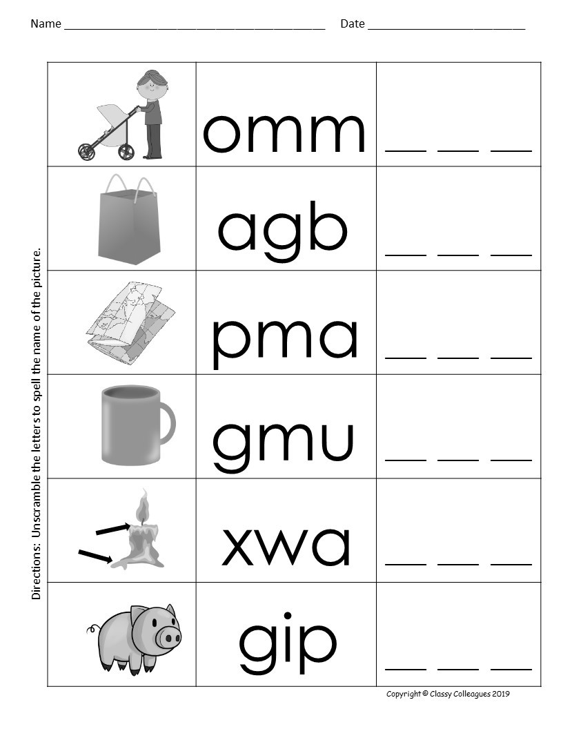 CVC WORDS Unscramble - Amped Up Learning