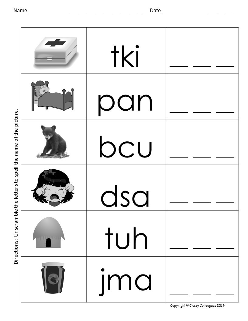 CVC WORDS Unscramble - Amped Up Learning