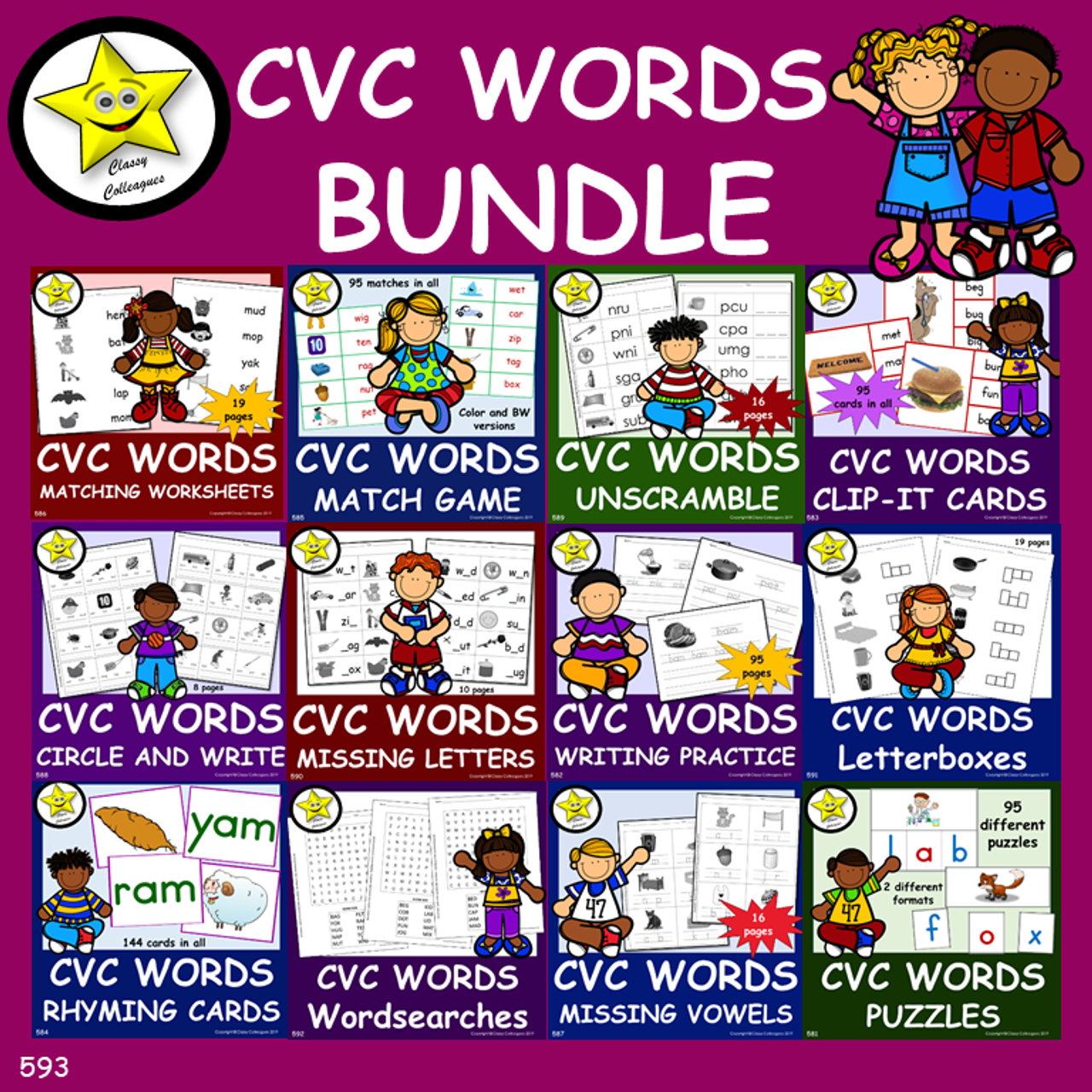 CVC WORDS BUNDLE (12 different activities) - Amped Up Learning